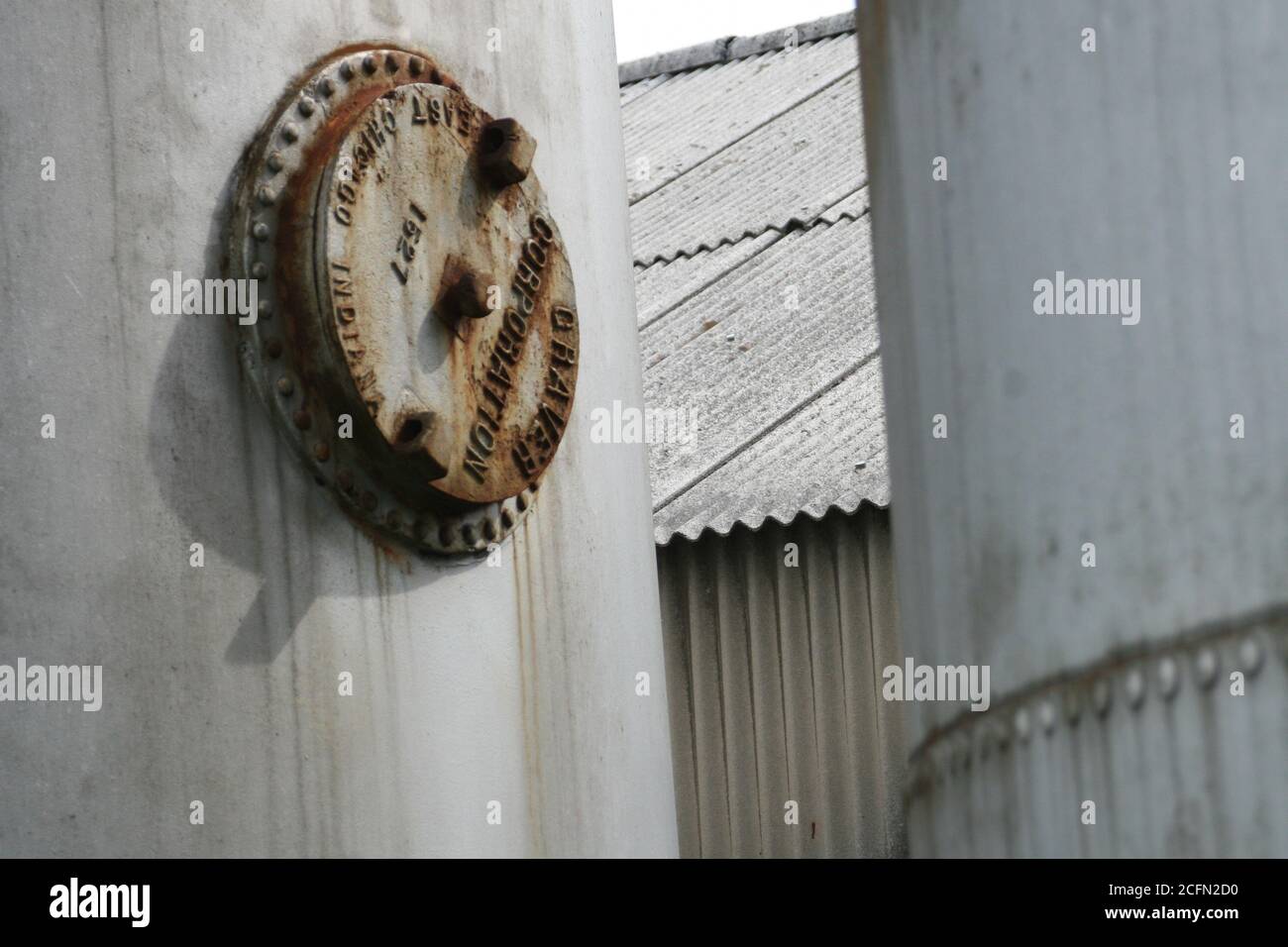 Old storage tank in the Midwest WM Craver Tank Stock Photo - Alamy