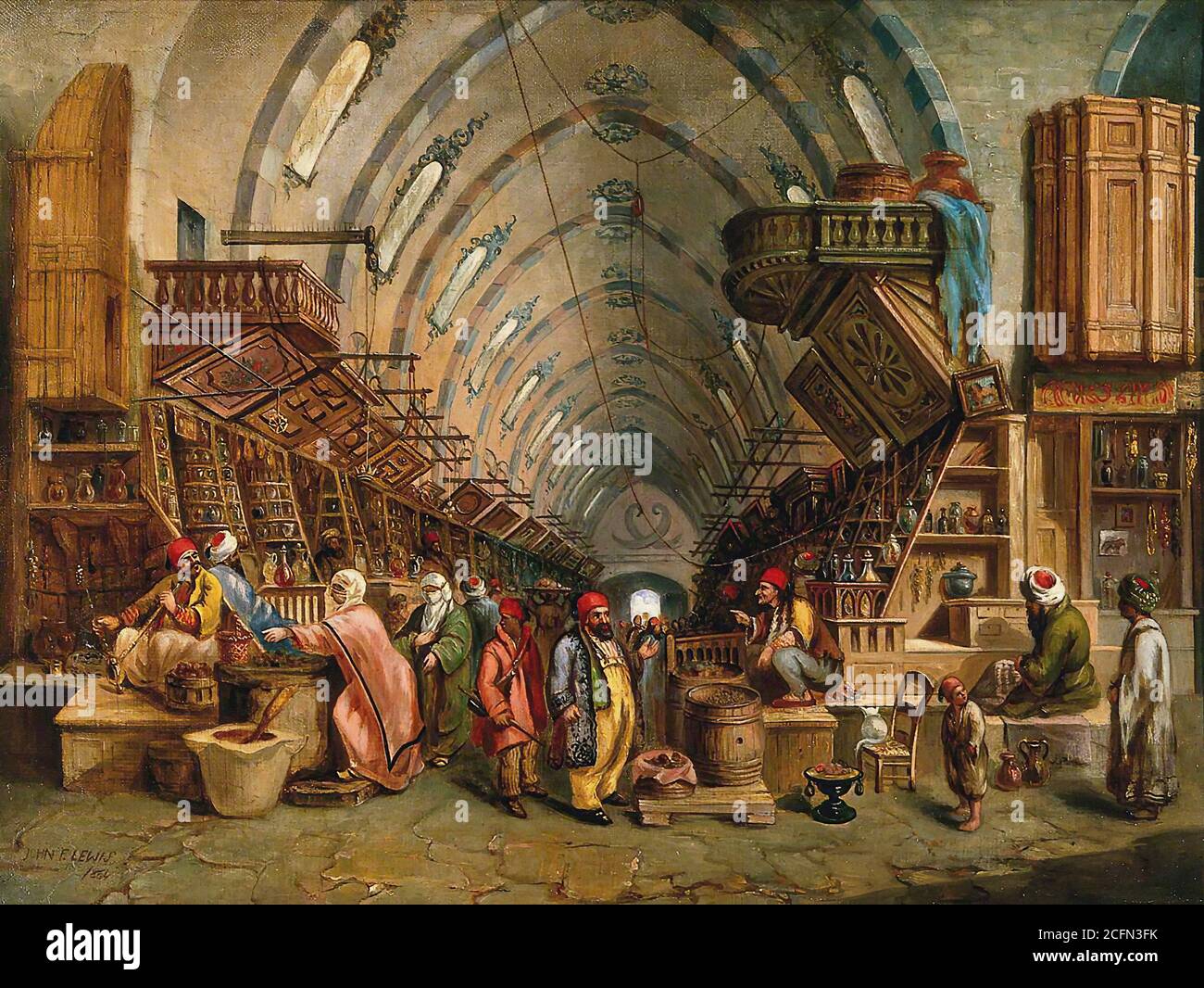 Varley II John - a Bazaar - British School - 19th Century Stock Photo ...