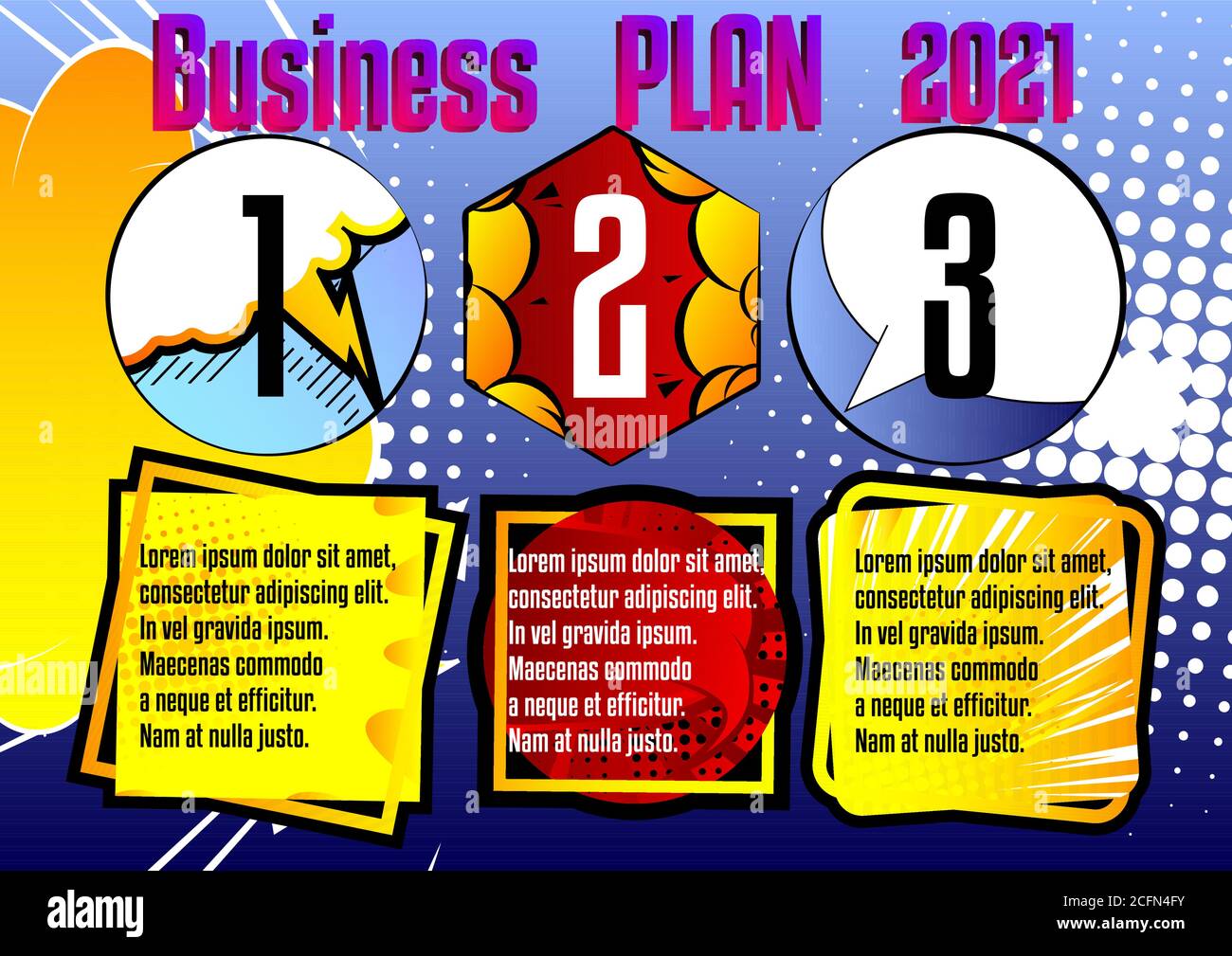 Comic book business presentation template. Vector graphic for company ...