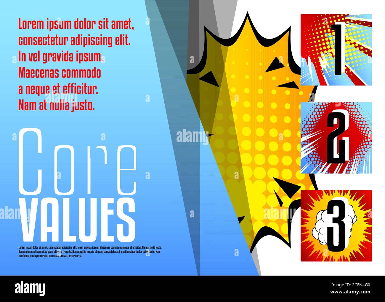 Comic book business presentation template. Vector graphic for company ...