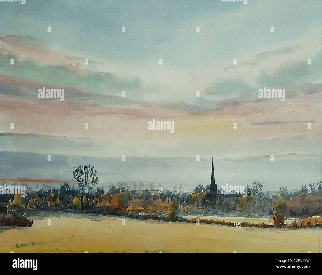 Symons Mark Lancelot - Queensborough Church Sunset - British School ...