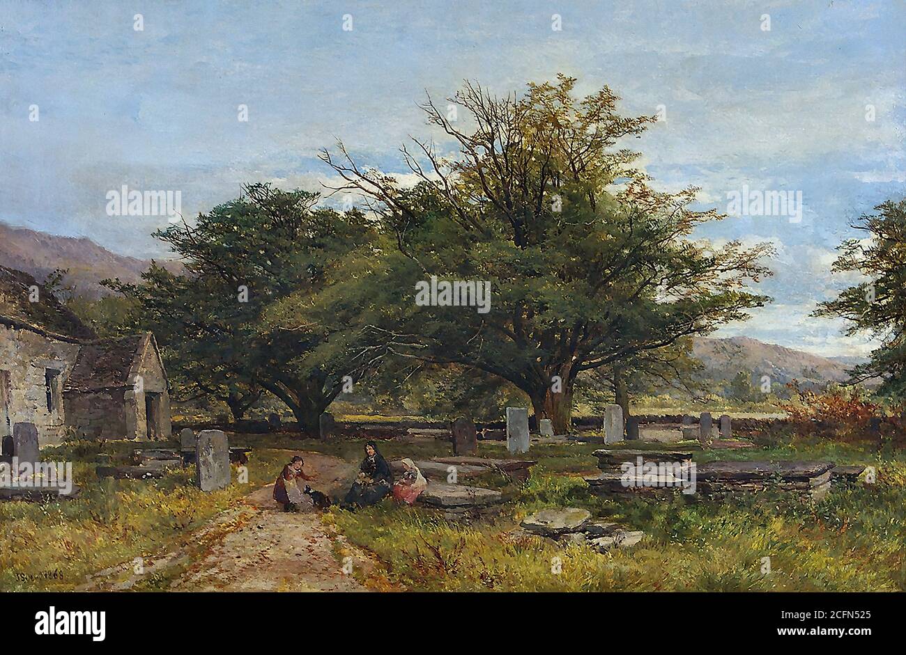 Syer I John - Mother with Children by the Old Church Bettws North Wales ...