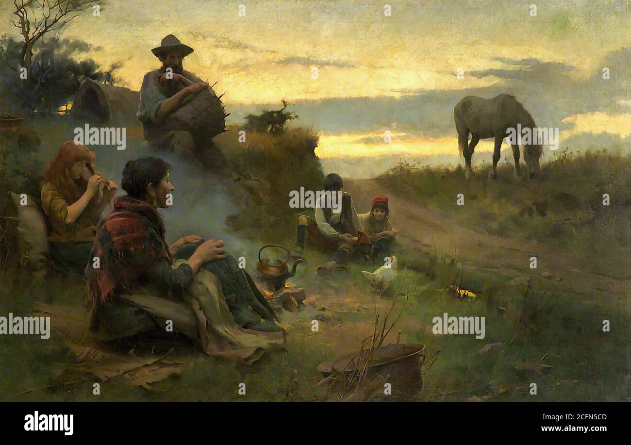 Suthers Leghe - a Gypsy Encampment - British School - 19th Century ...