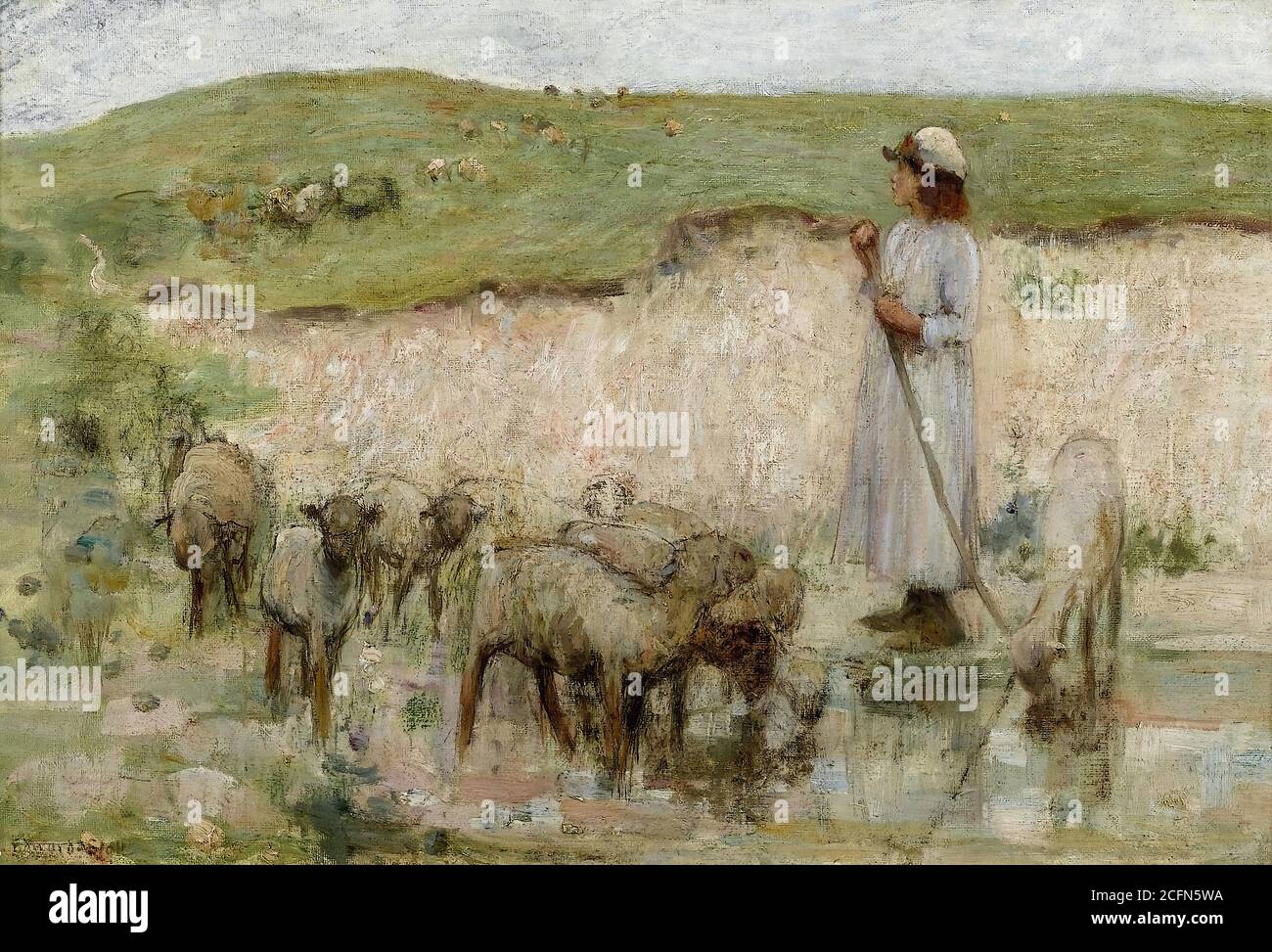 Stott Edward - the Sheep Pool (Study) - British School - 19th Century ...