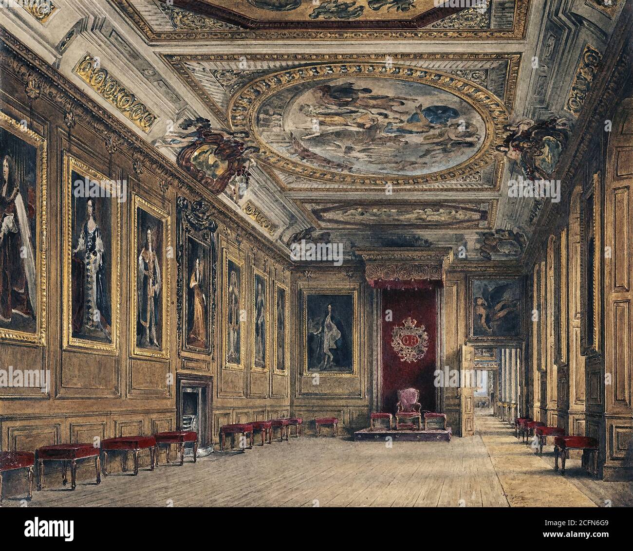 Stephanoff James - Windsor Castle - the King's Presence Chamber (Throne ...