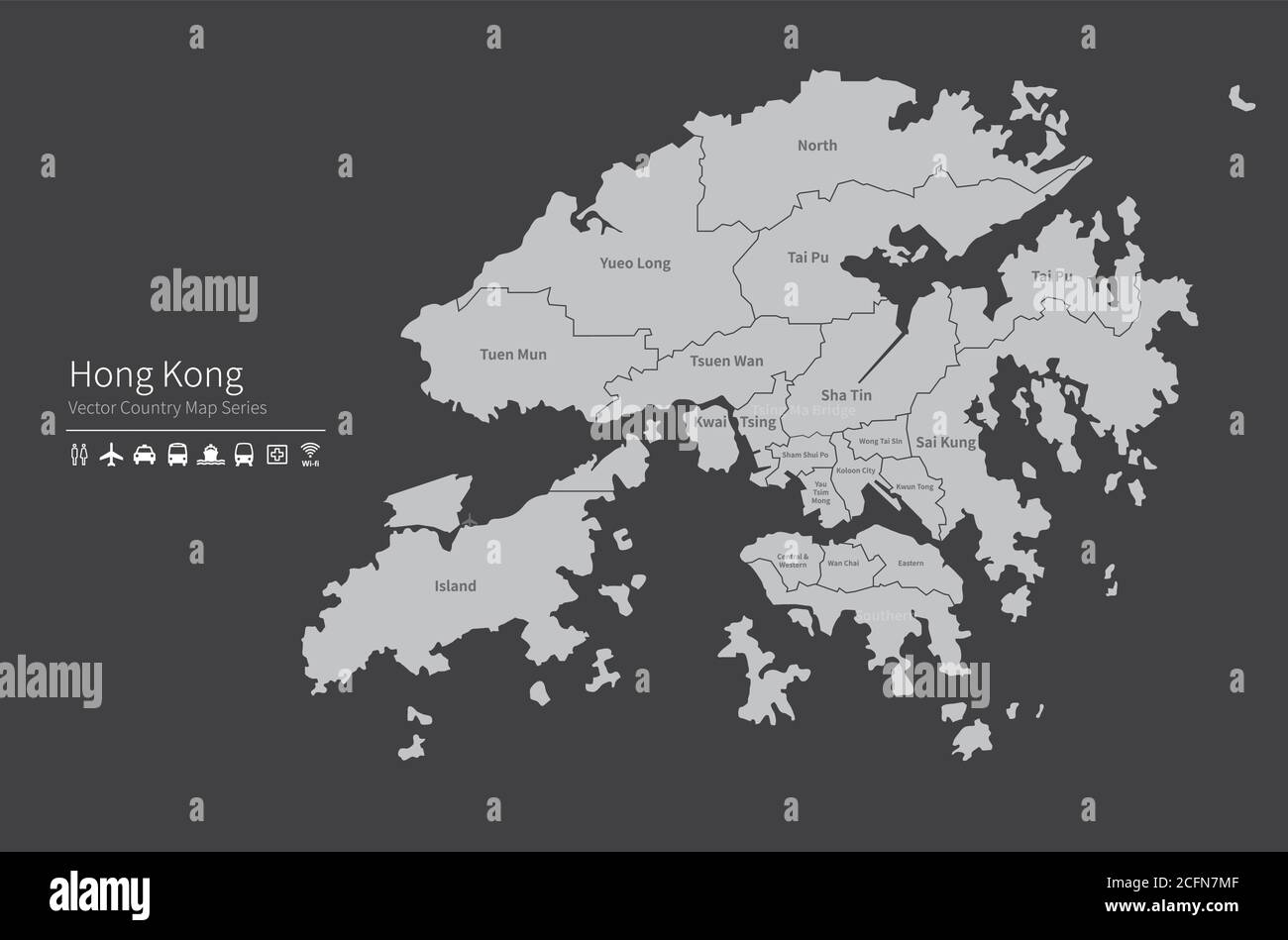 Hong kong map. National map of the world. Gray colored countries map ...