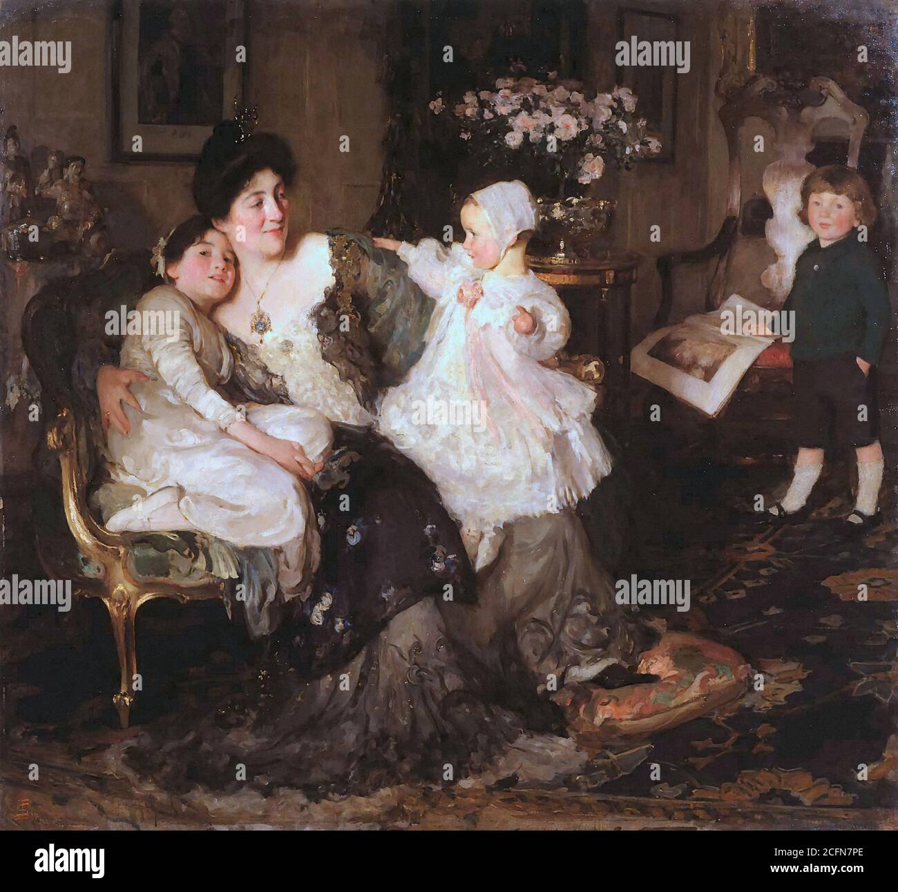 Solomon Solomon Joseph - a Family Group (the Artist's Wife and Children ...