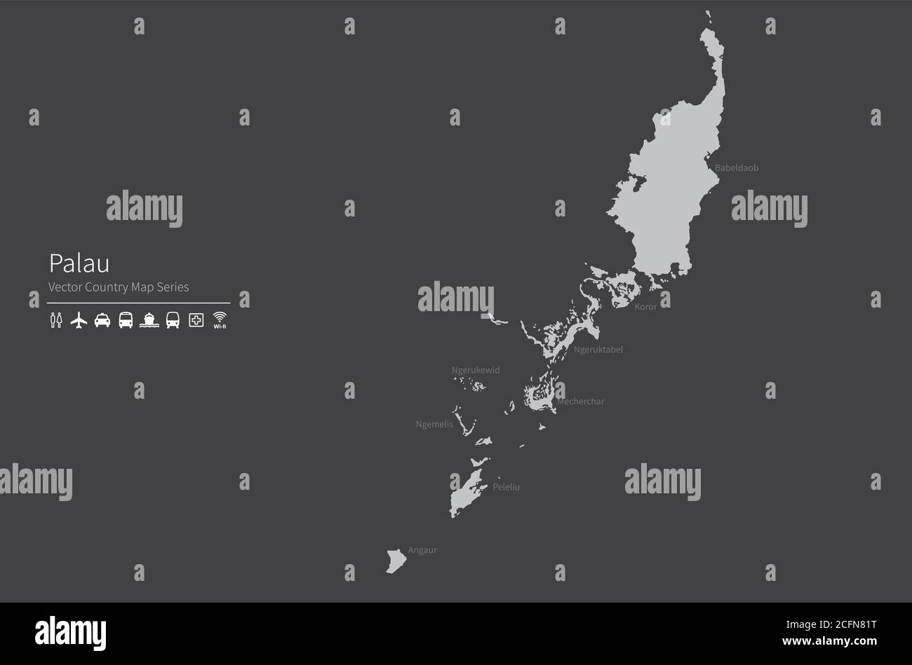 Palau map. National map of the world. Gray colored countries map series ...