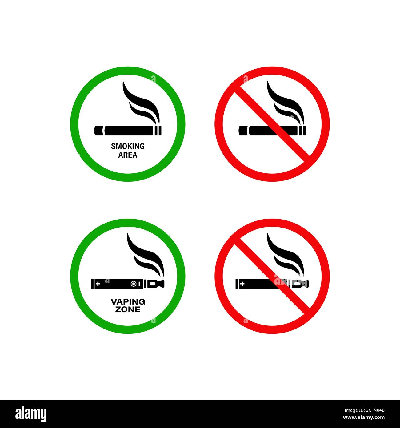 Smoking area and no smoking label. Vector on isolated white background ...