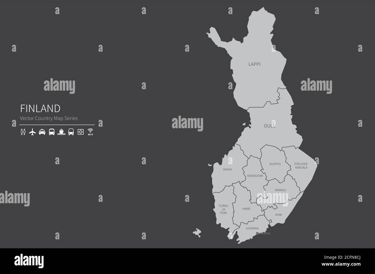 finland map. National map of the world. Gray colored countries map ...