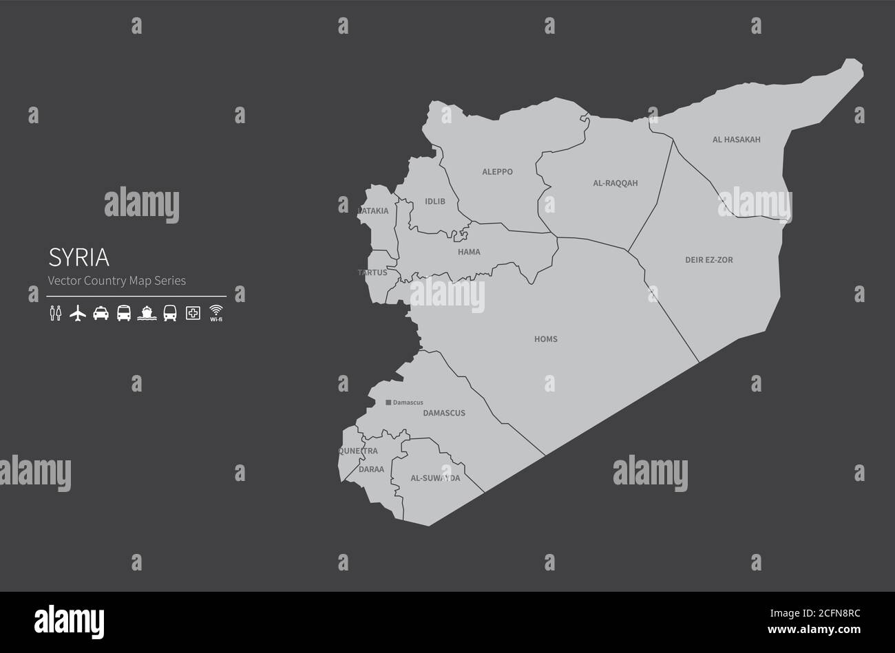 Syria map. National map of the world. Gray colored countries map series ...