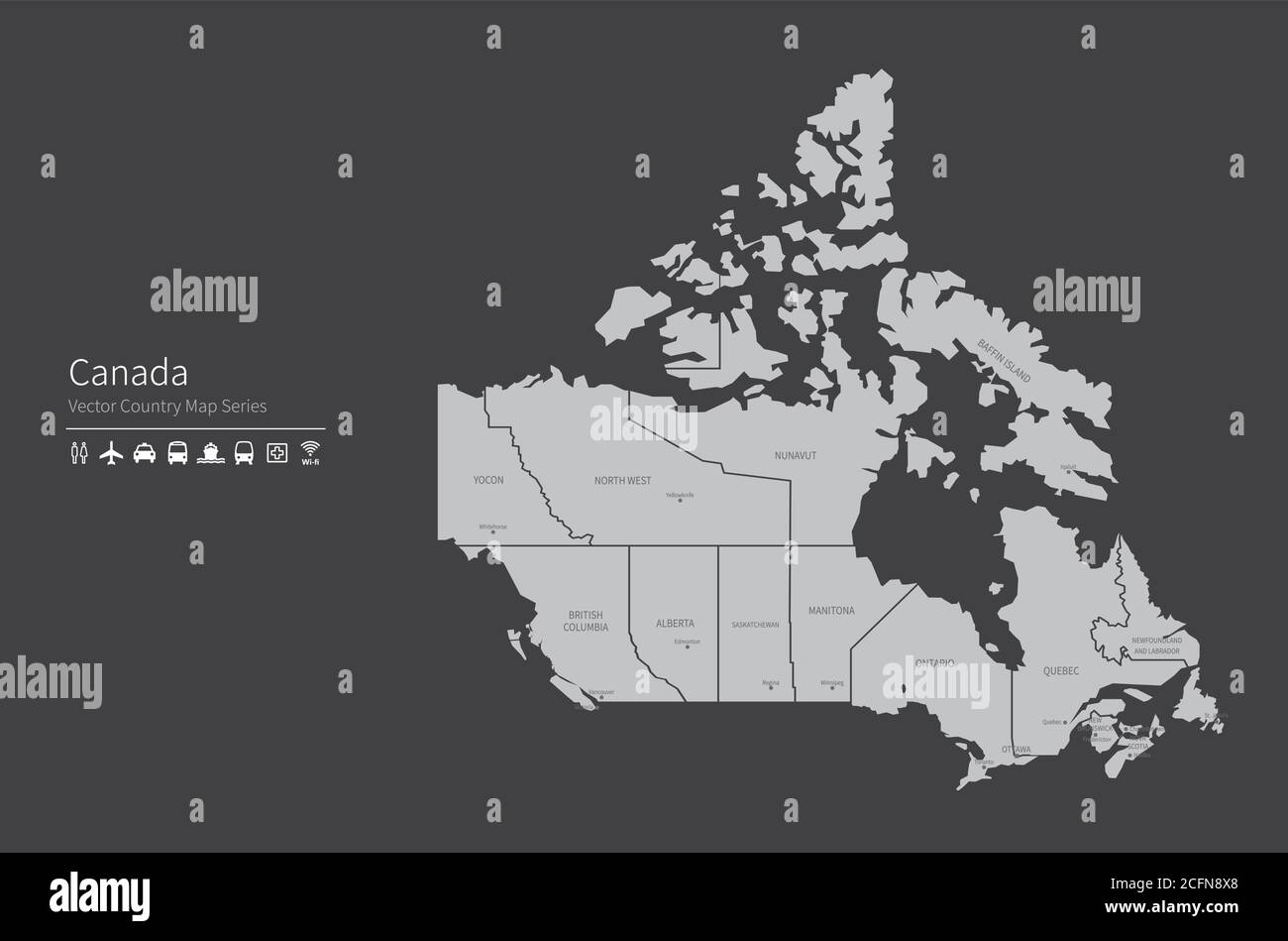 map. National map of the world. Gray colored countries map series Stock ...