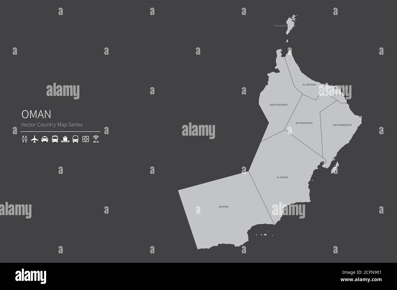 Oman map. National map of the world. Gray colored countries map series ...