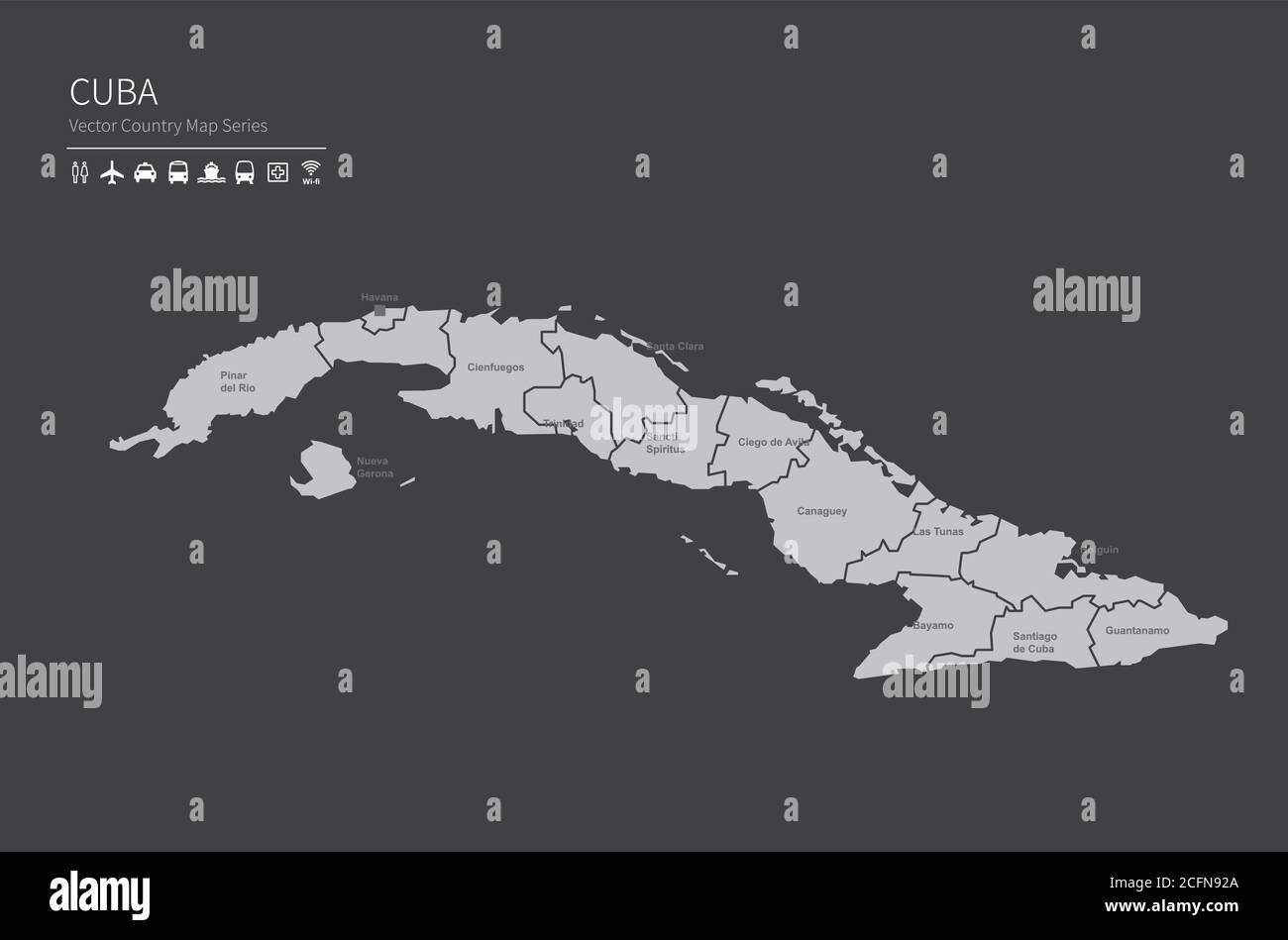 Cuba map. National map of the world. Gray colored countries map series ...