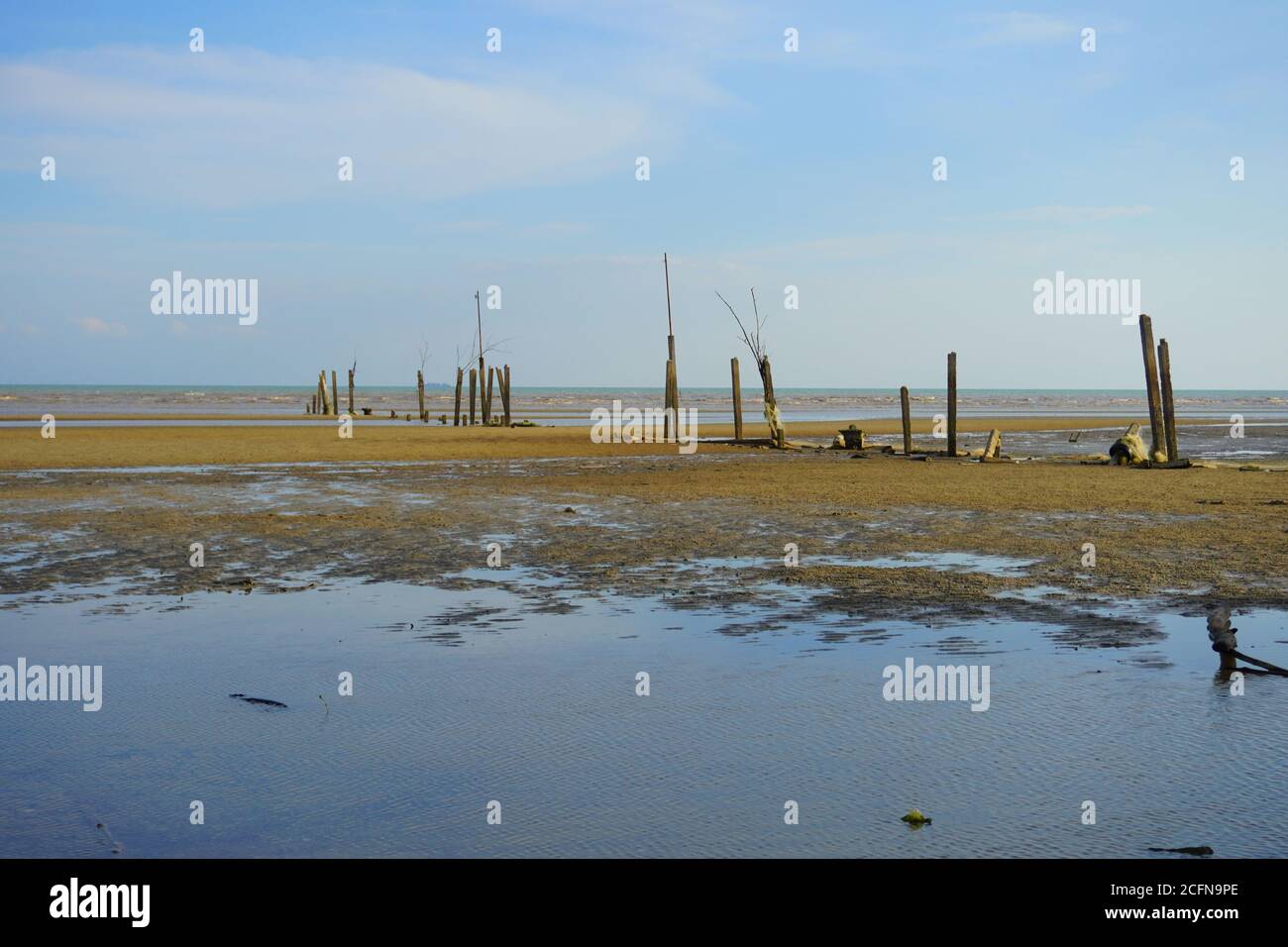 Beautiful sunset view of Tanjung Sepat. Tanjung Sepat is a small and ...