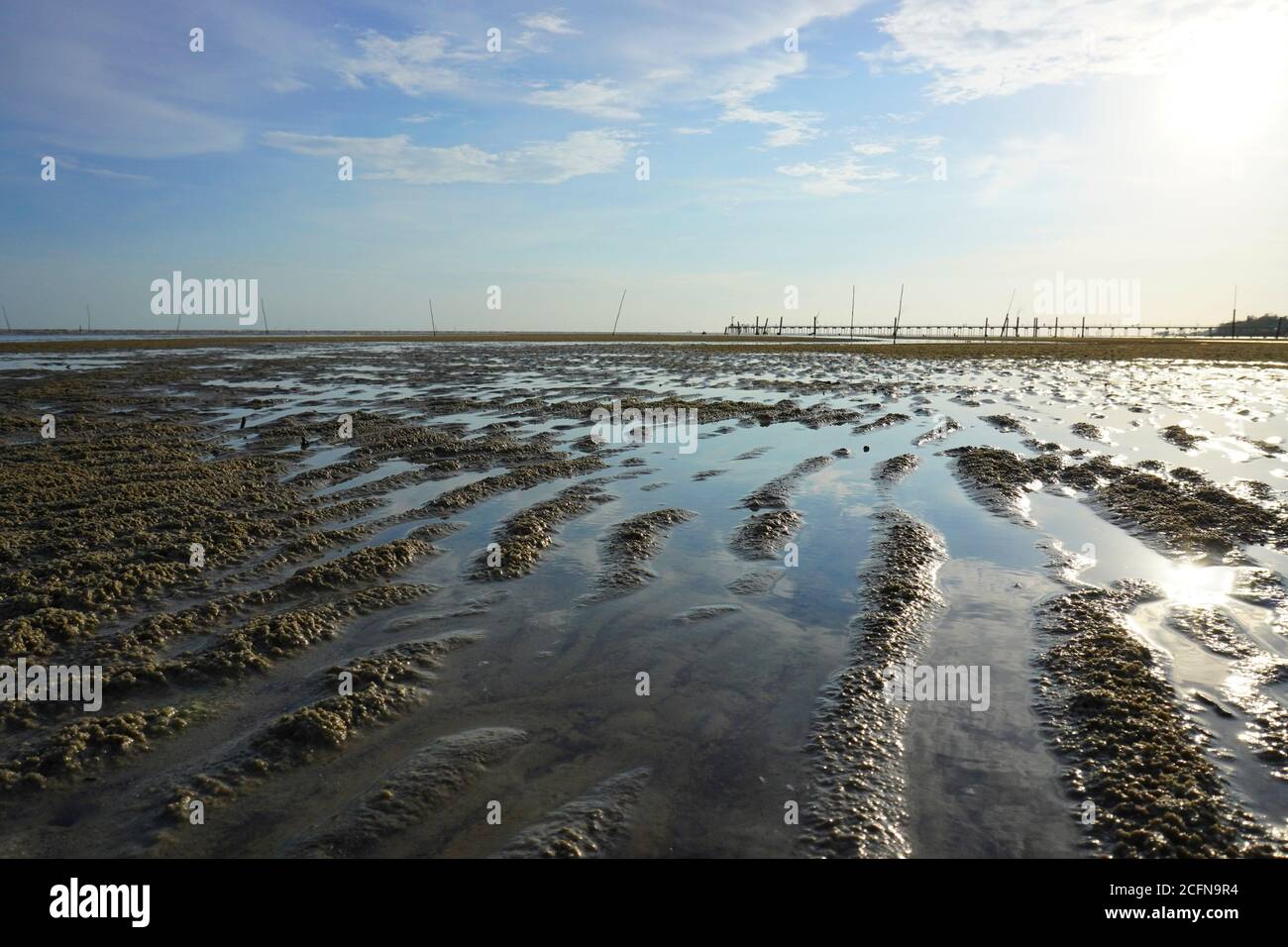 Beautiful sunset view of Tanjung Sepat. Tanjung Sepat is a small and ...
