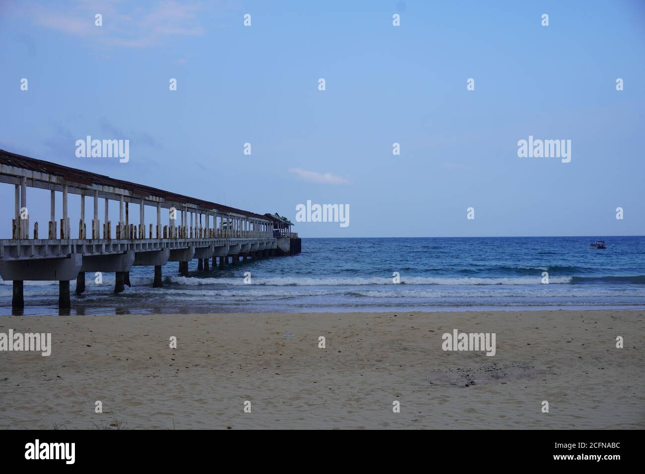 The old jetty at Pulau Tioman. Tioman Island lies off the east coast of ...