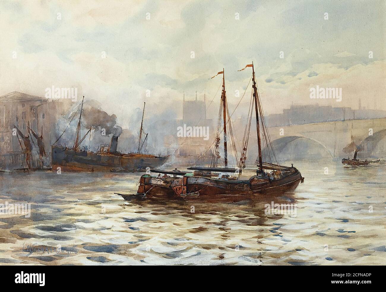 Scarborough Frederick William - the Bustling River - British School ...