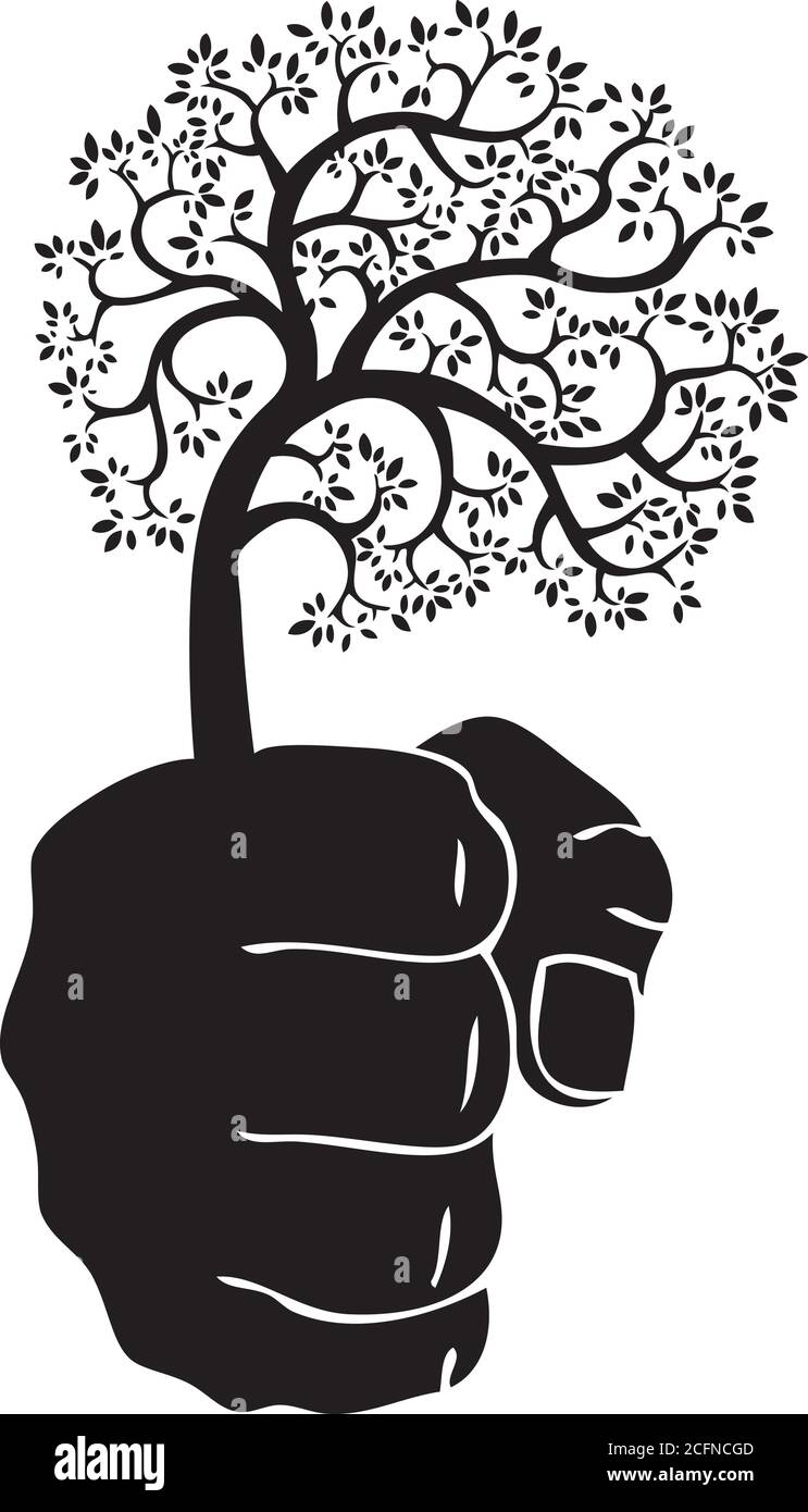 Poster hand is holding the tree, vector illustration Stock Vector Image ...