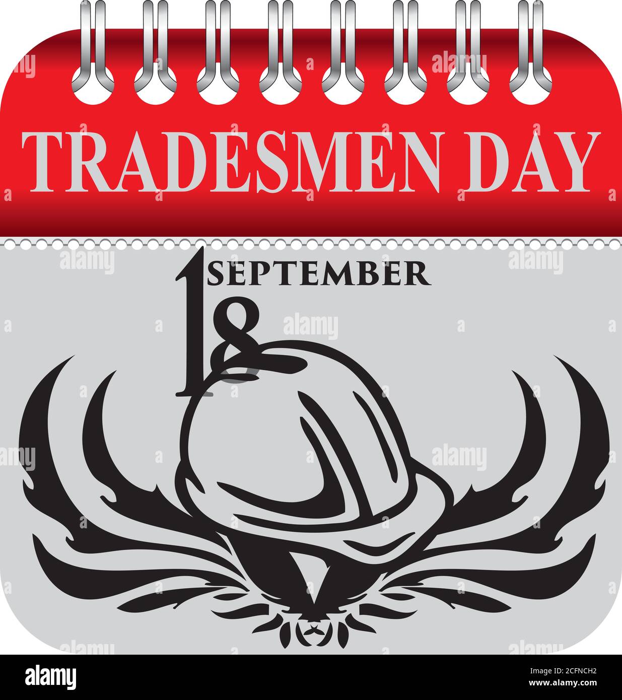 Calendar with perforation for changing dates - september Tradesmen Day ...