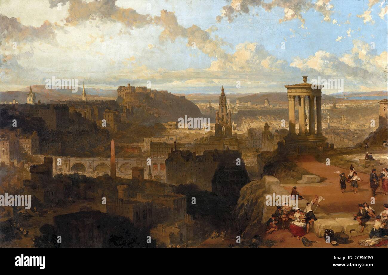 Roberts David - Edinburgh from the Calton Hill - British School - 19th ...