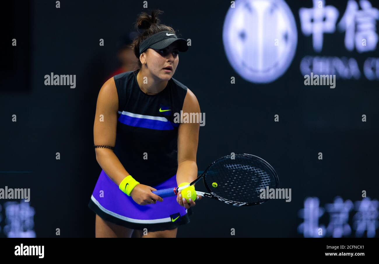 Bianca Andreescu of Canada in action during her third-round match at ...