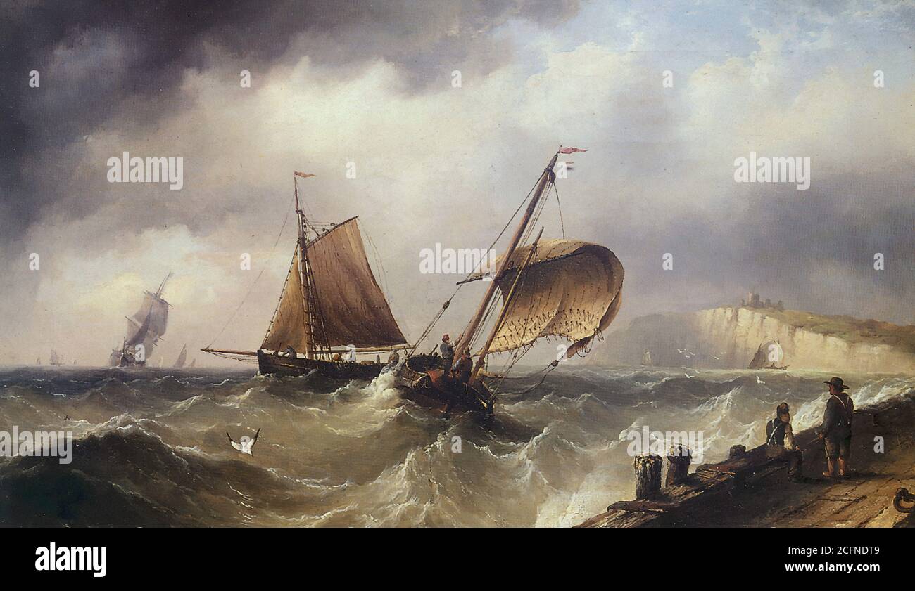 Redmore Henry - Fishing Vessels in Choppy Seas - British School - 19th ...