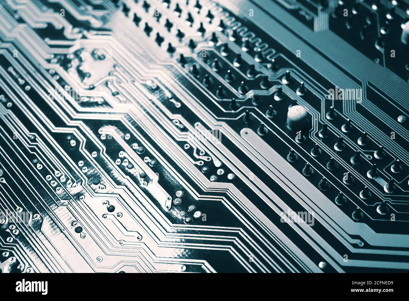 Blue electronic mother board circuit close up macro background Stock ...