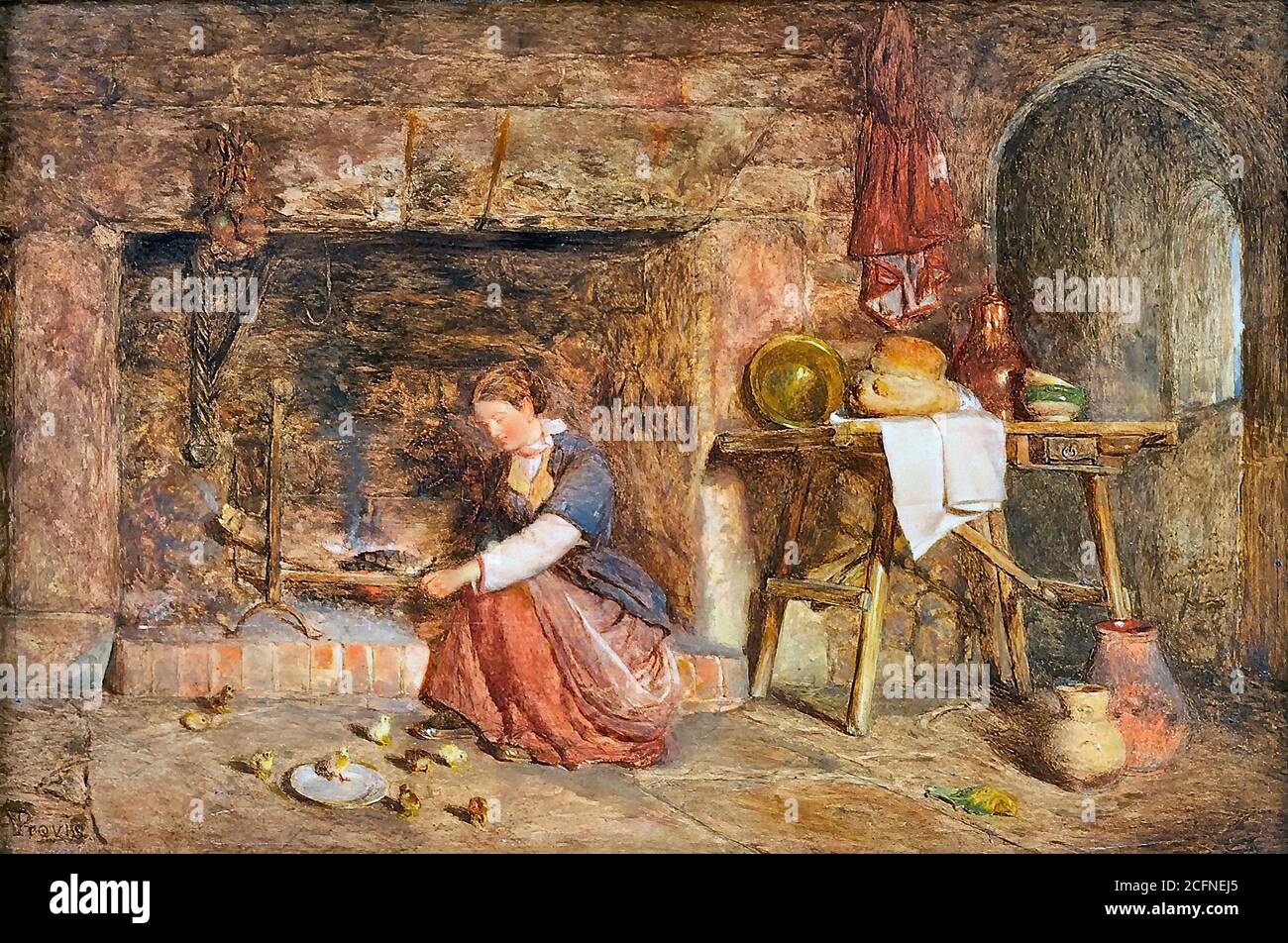 Provis Alfred - Feeding the Chicks - British School - 19th Century ...