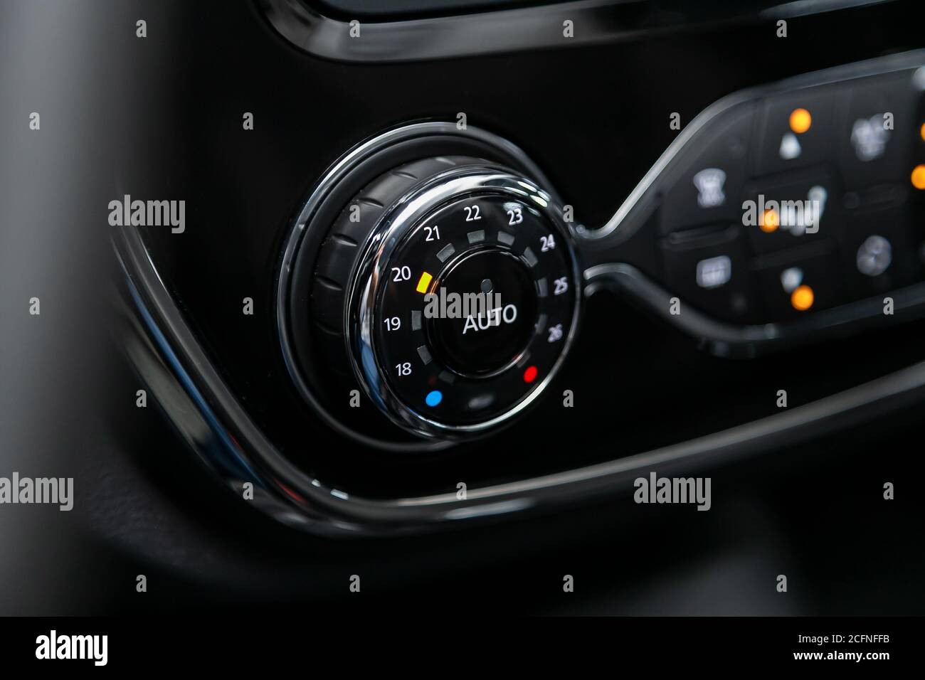 Black detail with the air conditioning button inside a car Stock Photo ...