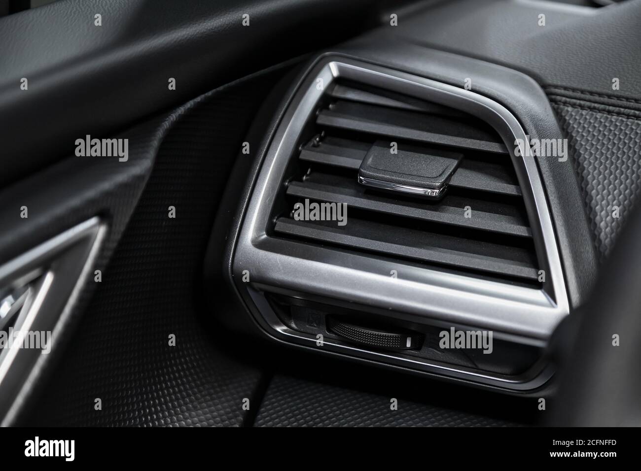 Close up car ventilation system - details and controls of modern car ...