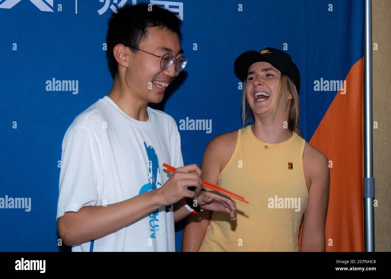 Elina Svitolina of the Ukraine meets fans & volunteers at the 2019 ...