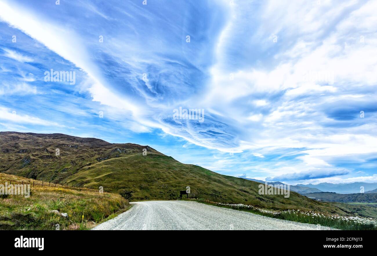 Cardrona Road, Otago, South Island, New Zealand, Oceania Stock Photo ...