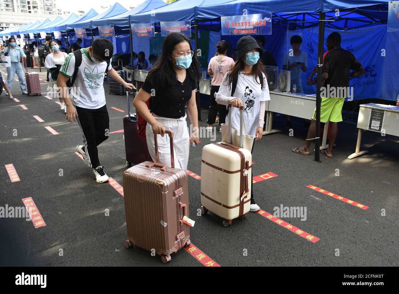 Haikou, China. 06th Sep, 2020. Students of Hainan University wearing ...