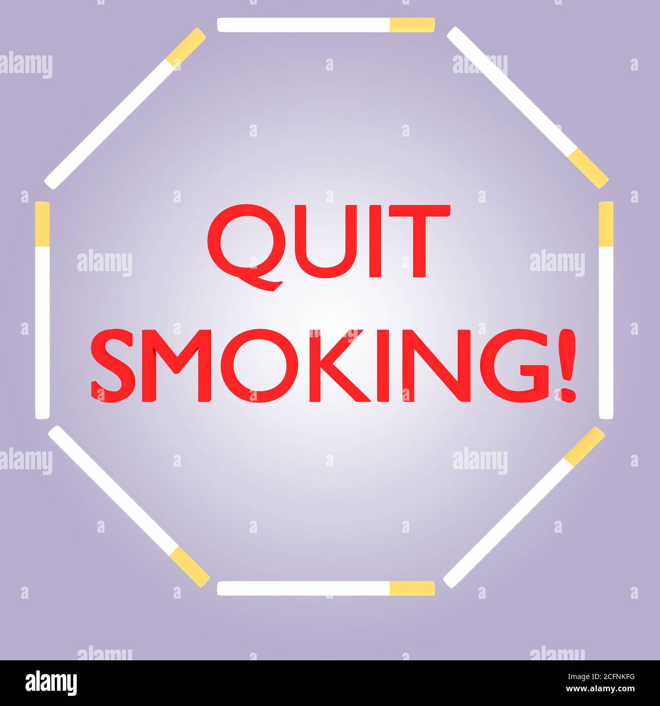 3D illustration of Quit Smoking! script on road sign frame composed of ...
