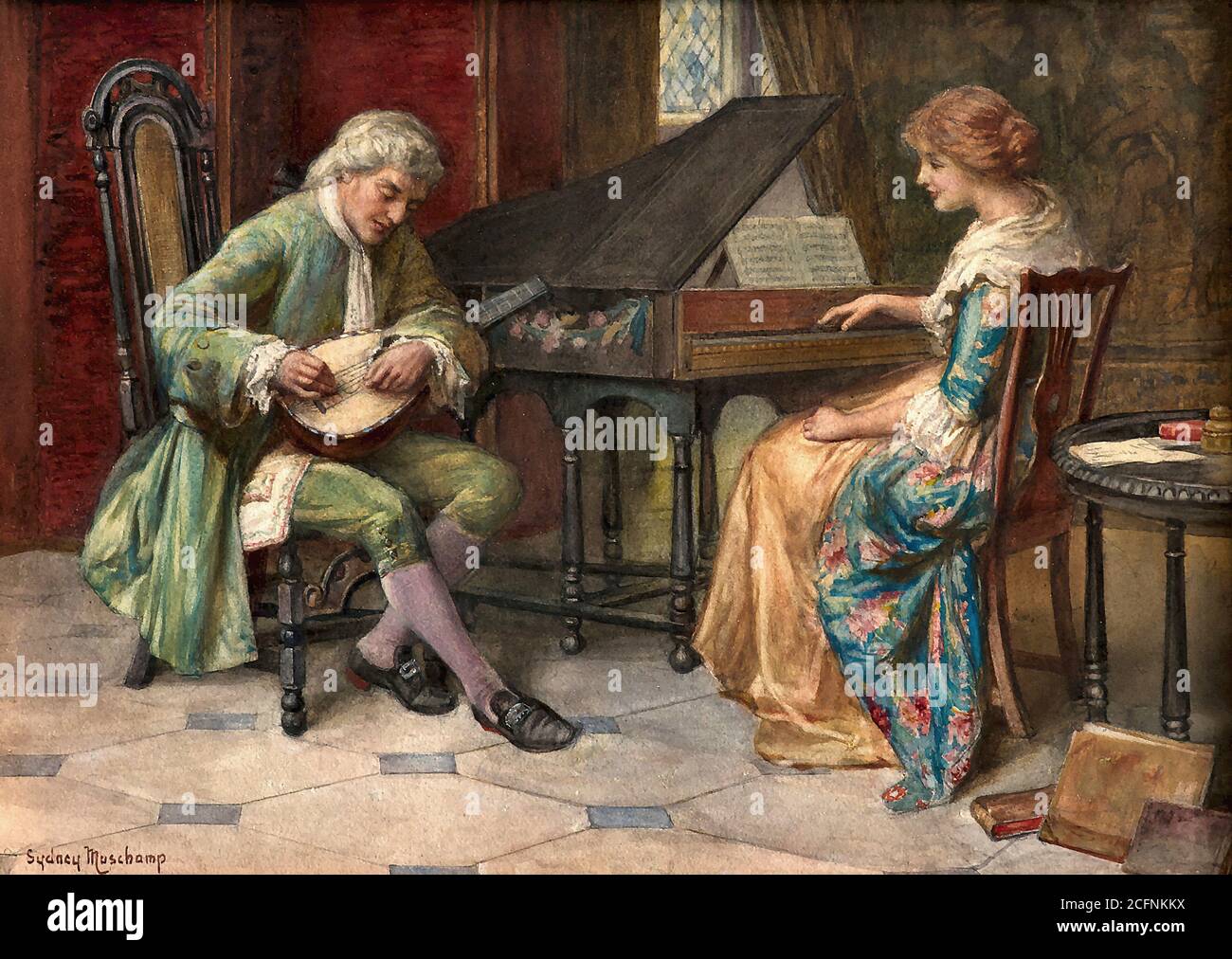 Muschamp Francis Sydney - the Broken String - British School - 19th Century Stock Photo - Alamy