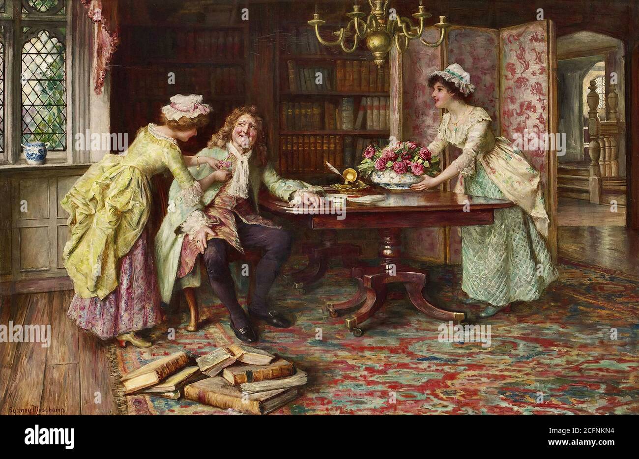 Muschamp Francis Sydney - in De Bibliotheek - British School - 19th ...