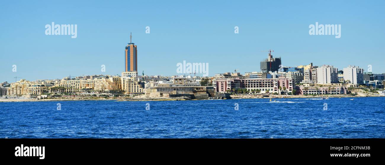 Maltese coast in St Julian's, Malta Stock Photo - Alamy