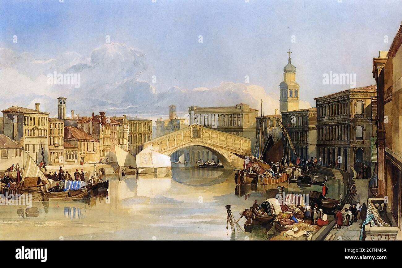 Muller William James - the Rialto Bridge Venice - British School - 19th ...