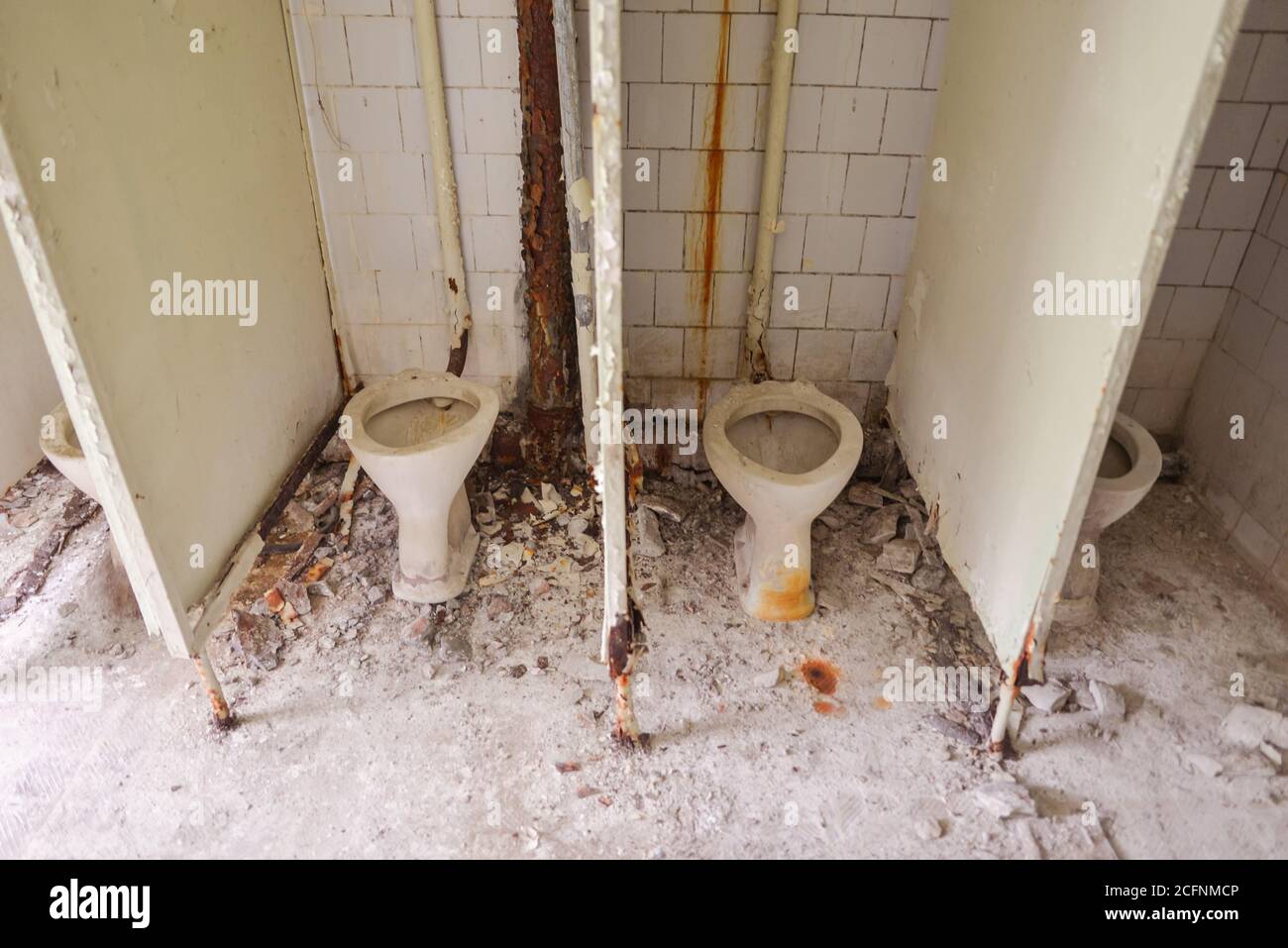 Pripyat / Ukraine - May 15, 2018: old destroyed bathroom in Pripyat ...