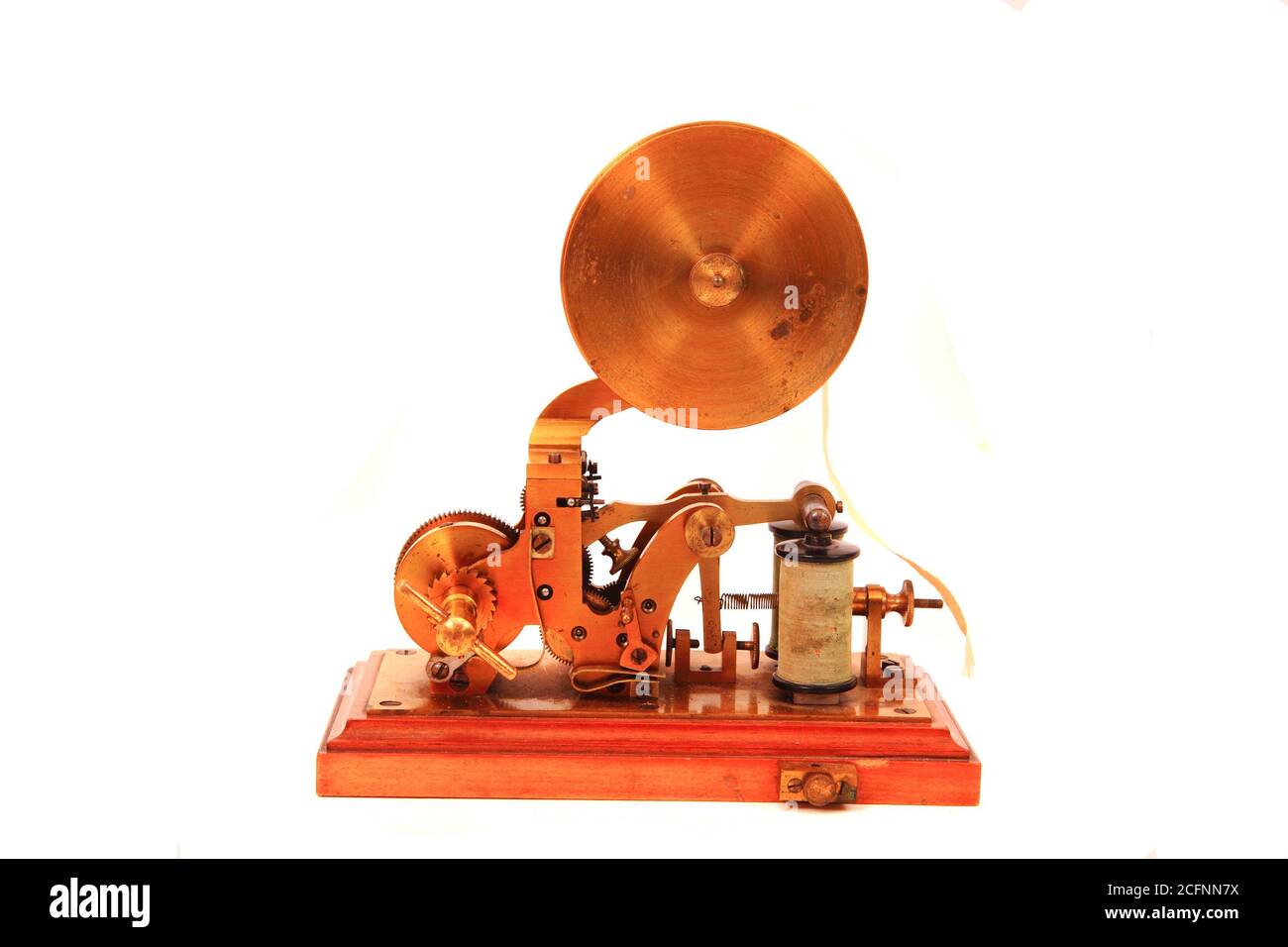 old telegraph (communication machine) isolated on the white background ...