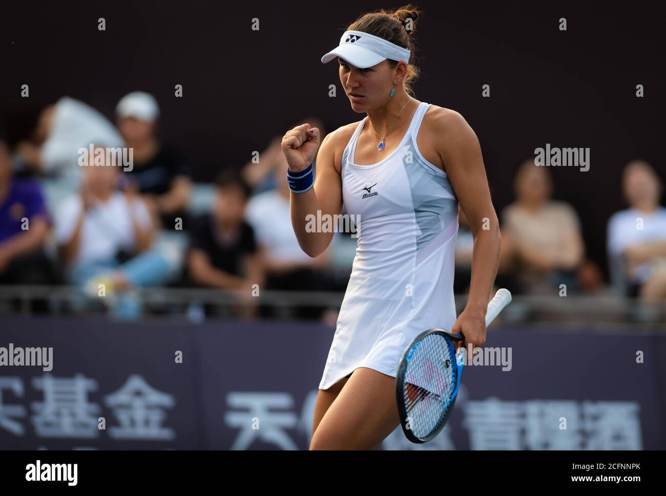 Nicole Melichar of the United States playing doubles at the 2019 China ...