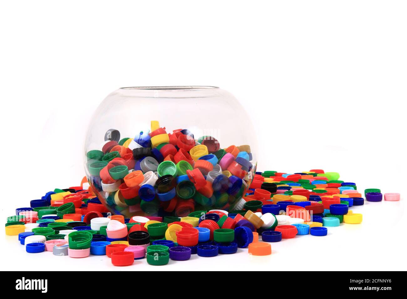 color plastic caps isolated on the white background Stock Photo - Alamy