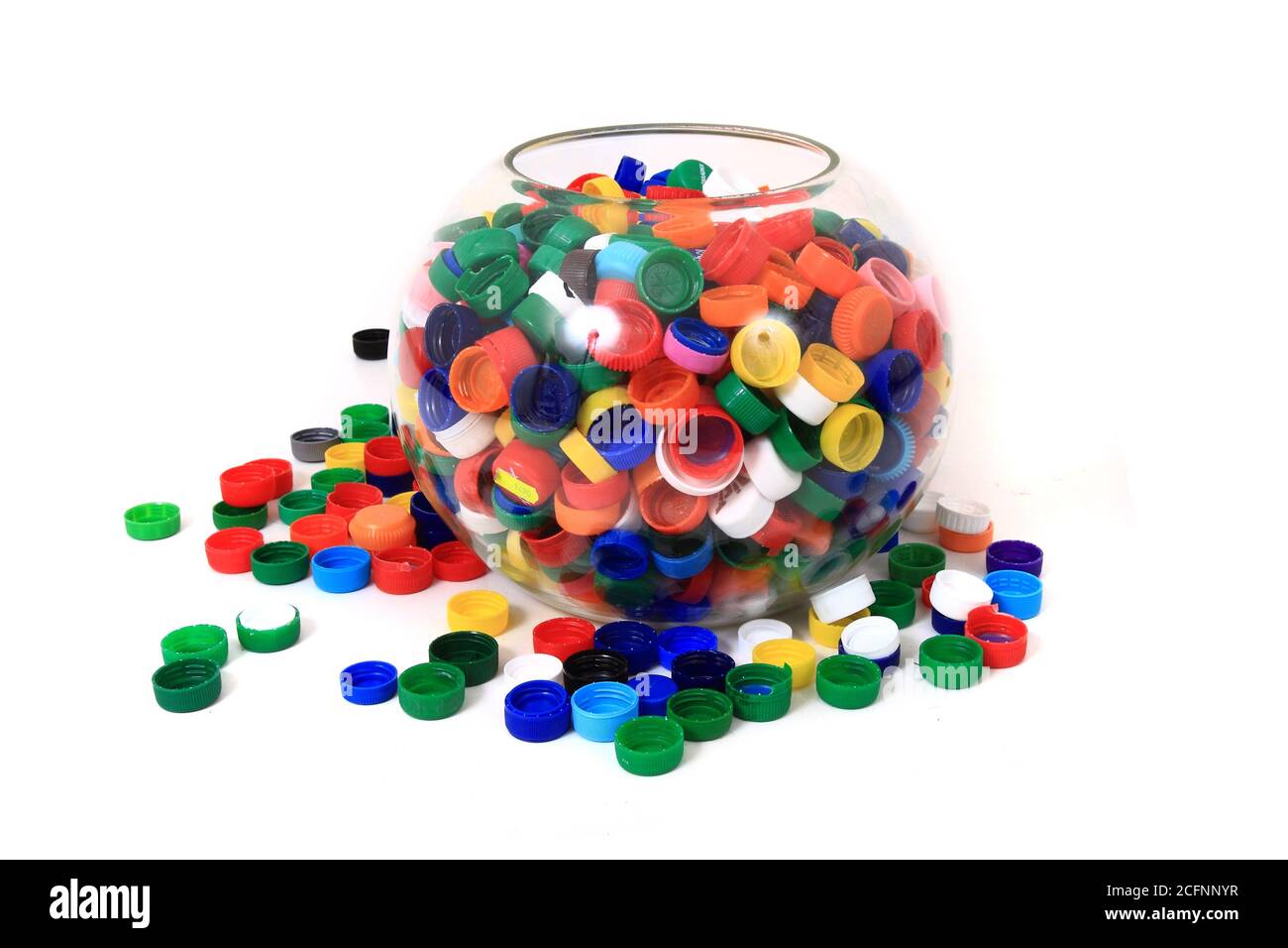color plastic caps isolated on the white background Stock Photo - Alamy