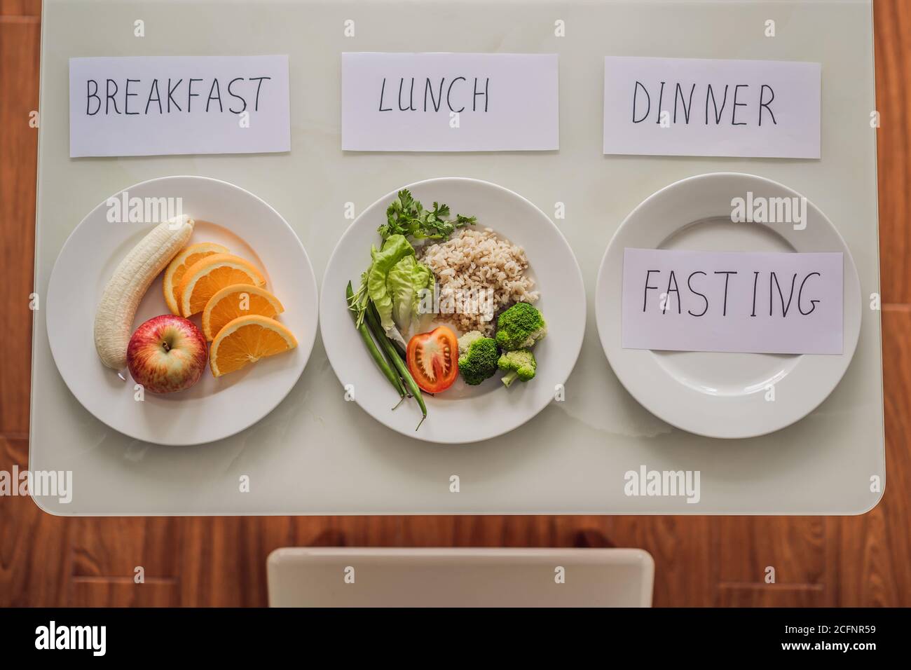 Intermittent fasting during dinner. Intermittent fasting concept, top ...