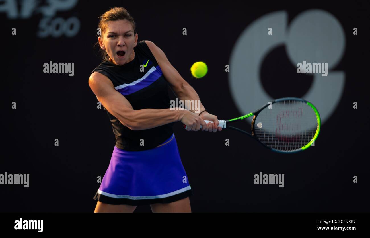 Simona Halep of Romania in action during her second-round match at the ...