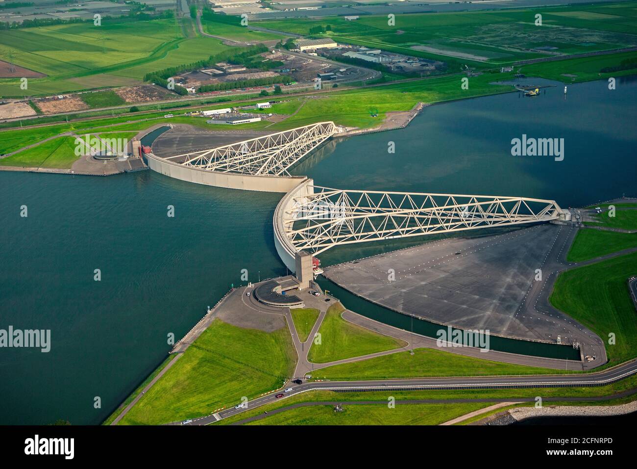 The Netherlands, Rotterdam, Maeslant barrier ( Maeslantkering) . Storm ...