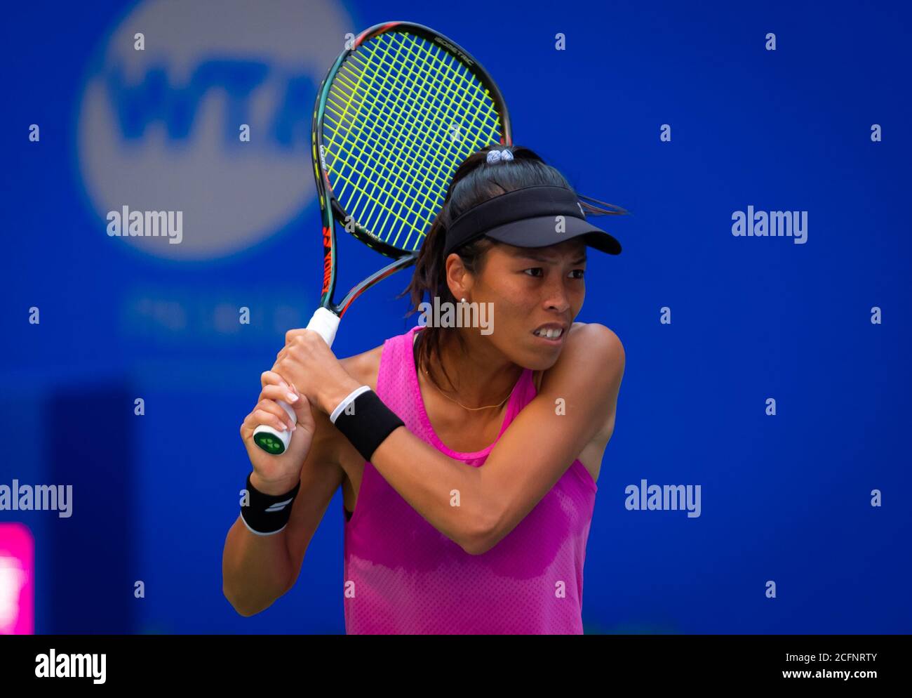 Su-Wei Hsieh of Chinese Taipeh in action during her first round match ...