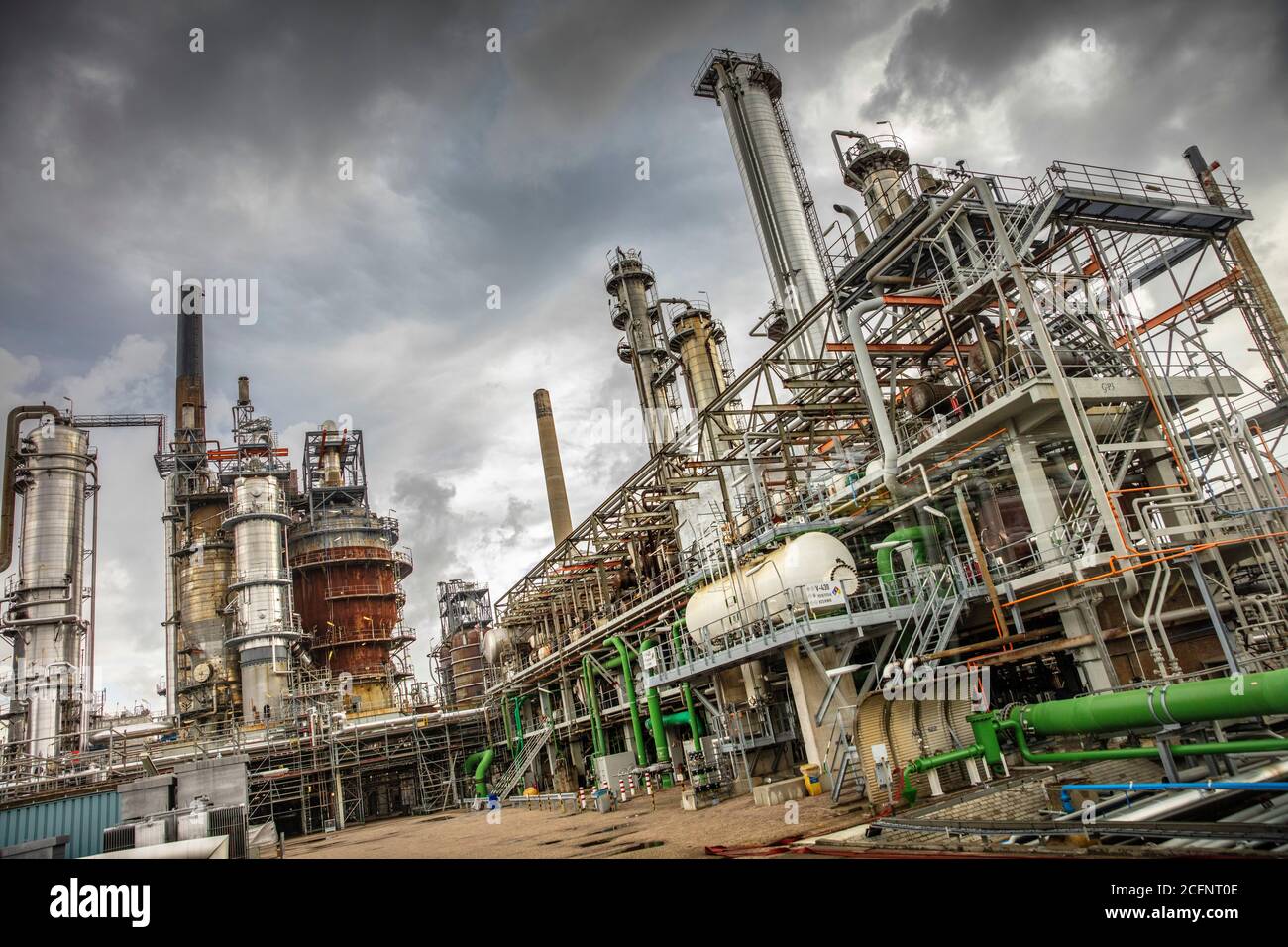 The Netherlands, Rotterdam, Port of Rotterdam, Shell Pernis Stock Photo ...