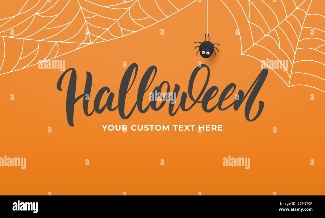 Halloween banner. Holiday Halloween background with lettering spider ...